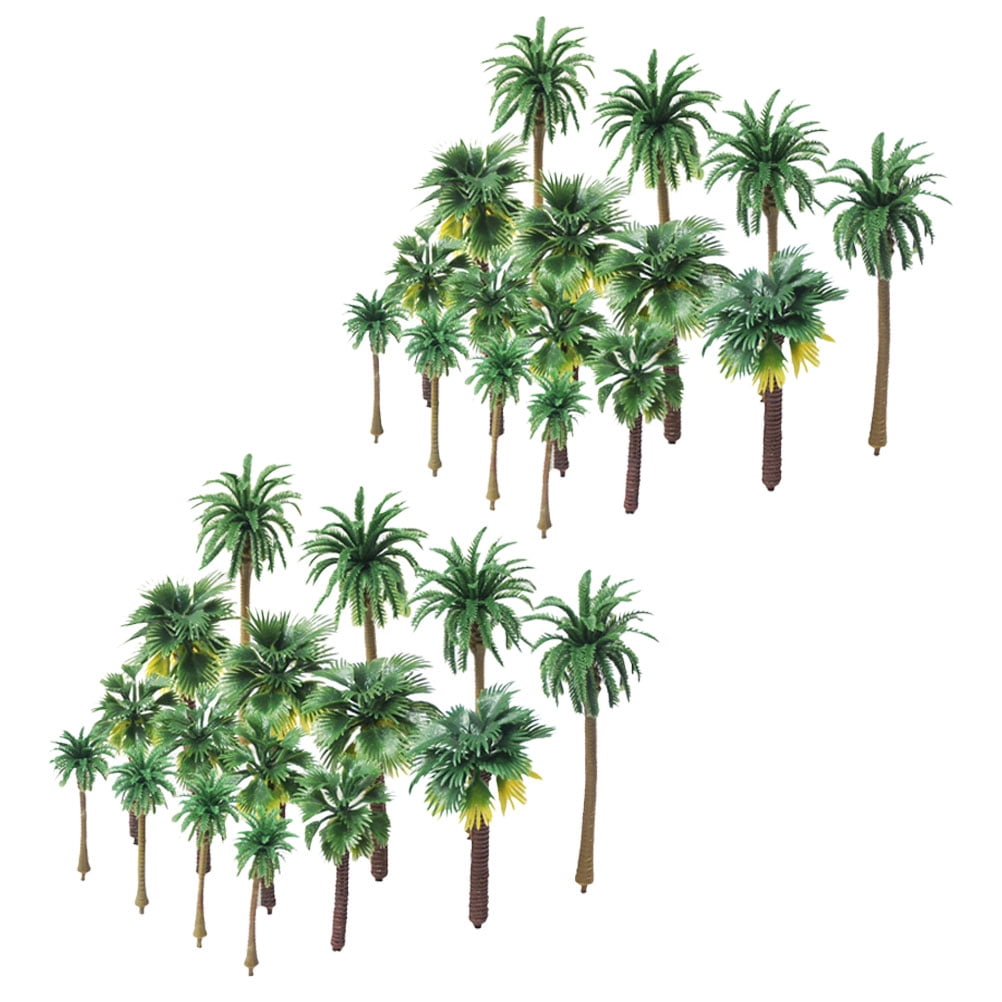 LULULION Mini Scene Accessory Model Trees Green Plastic 36-Pcs ...