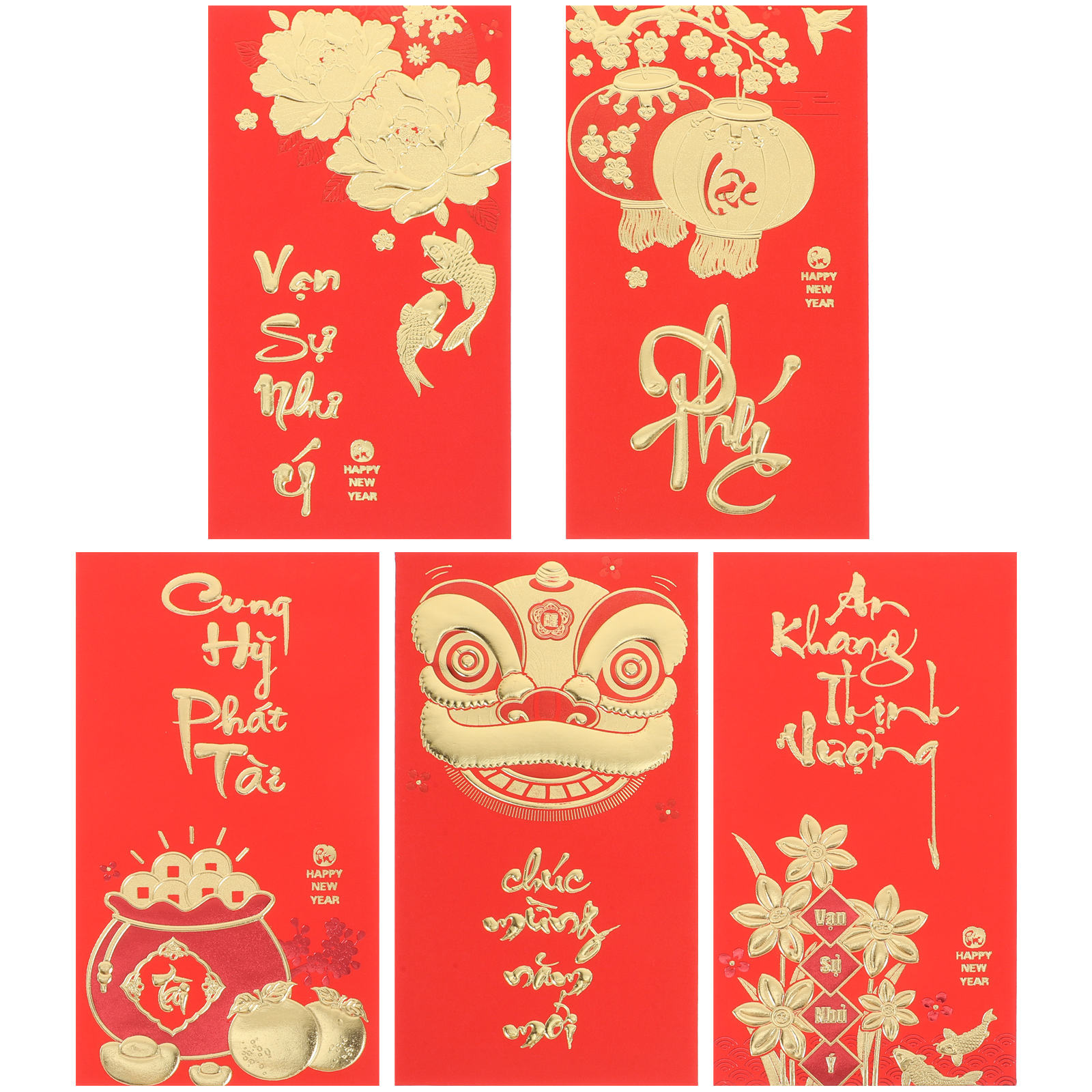 LULULION 36Pcs Red Chinese Envelope Paper Mixed Style For Wedding ...