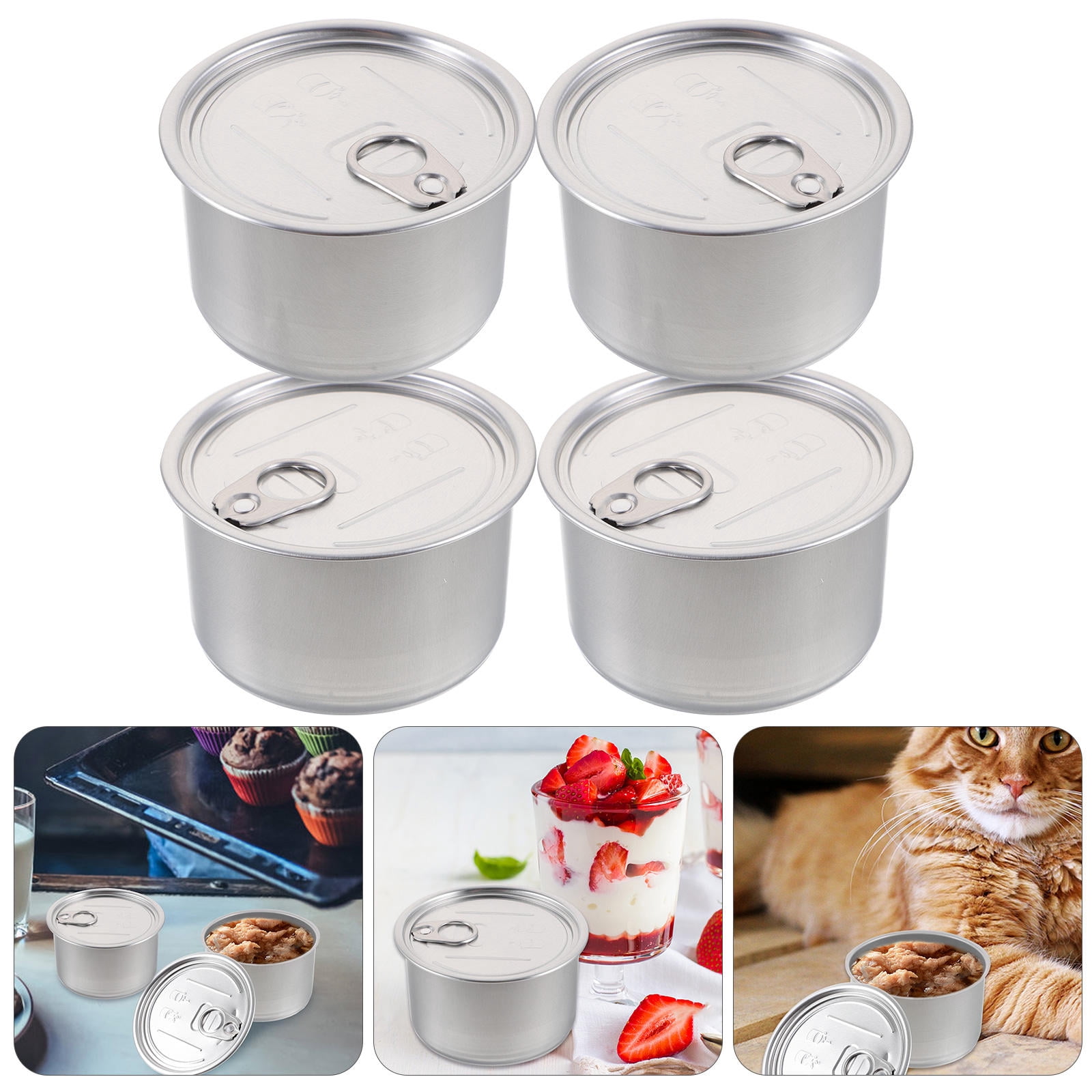 LULULION 4pcs Aluminum Round Cans with Lid Silver Food Grade Aluminum ...