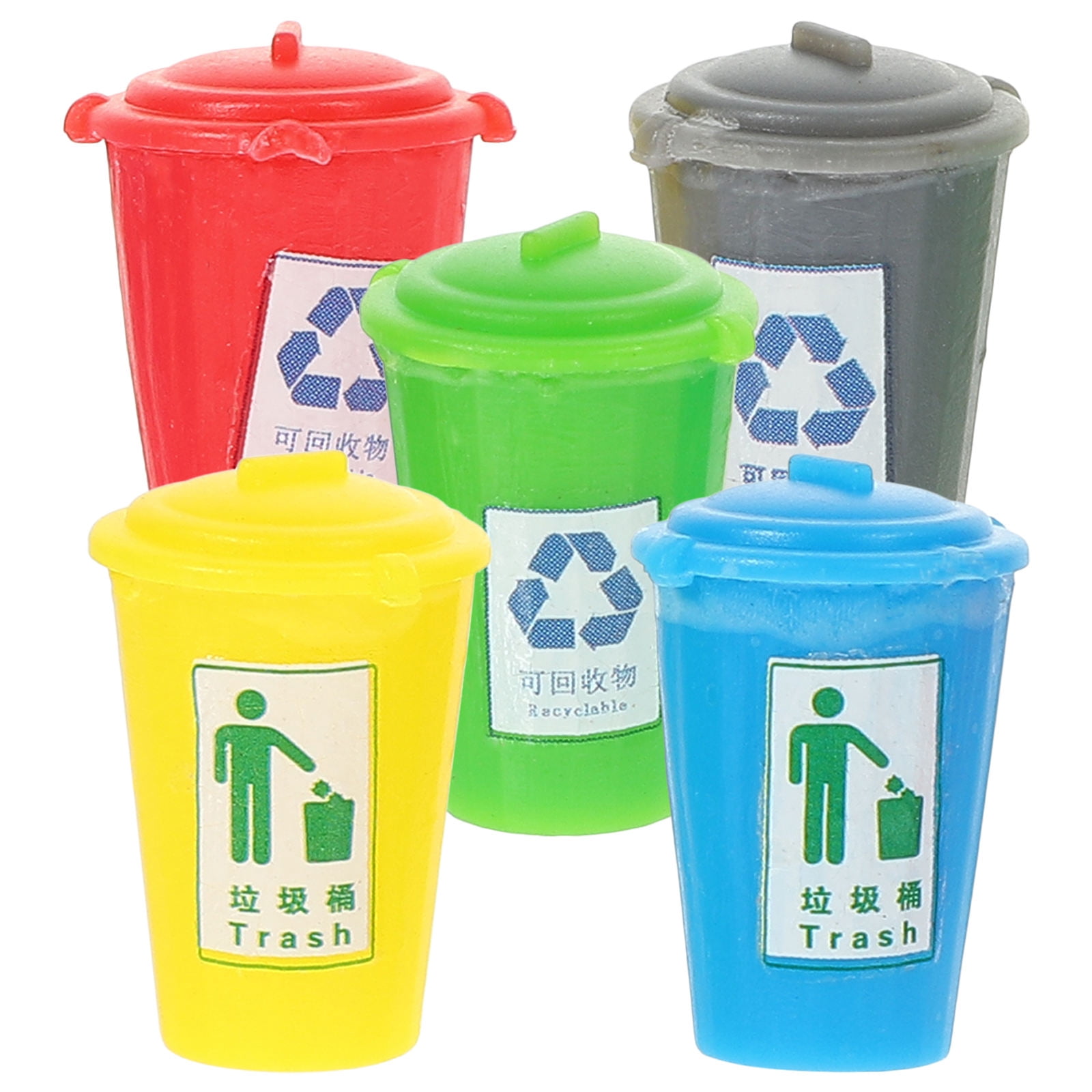 LULULION Mini Trash Can Decorative Photo Prop Cylindrical Abs 5pcs ...