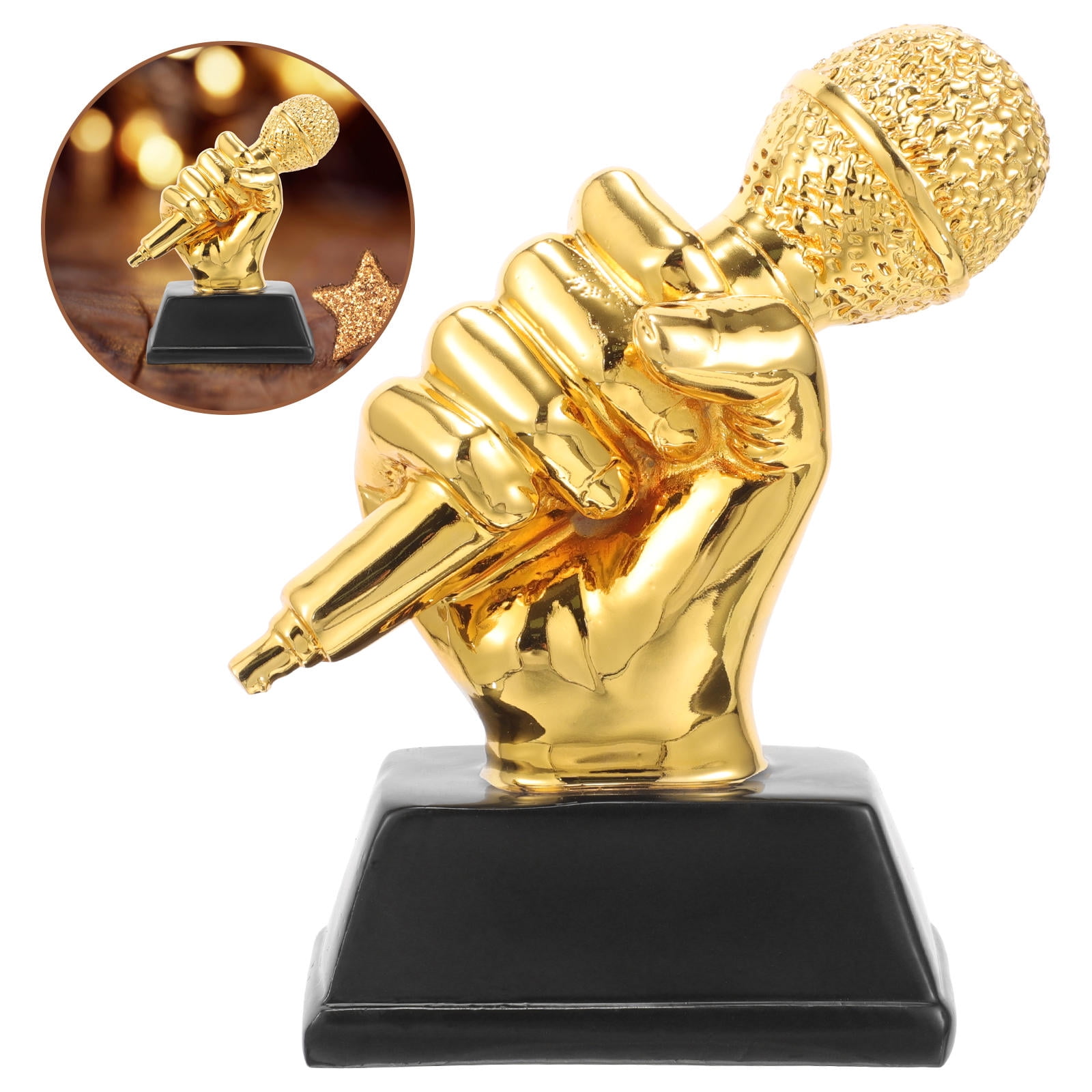 LULULION Party Trophy Microphone Trophy Resin Young Users Classroom ...