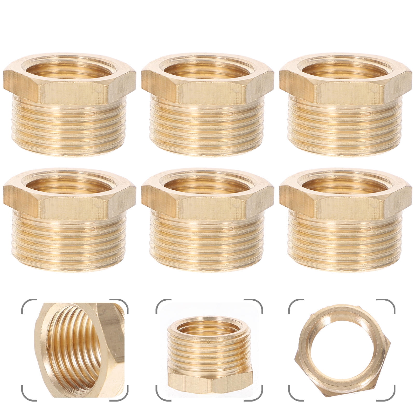LULULION 6Pcs Heavy Duty Brass Garden Hose Adapter 3 4 to 1 2 Pipe ...