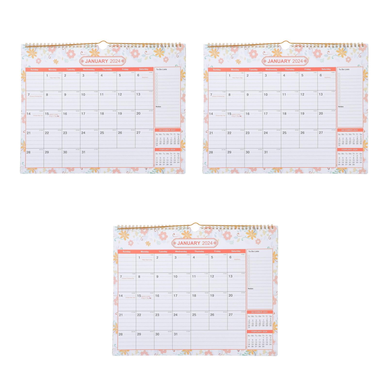 LULULION Calender,3Pcs Countdown Calendar English Wall Calendar Monthly ...