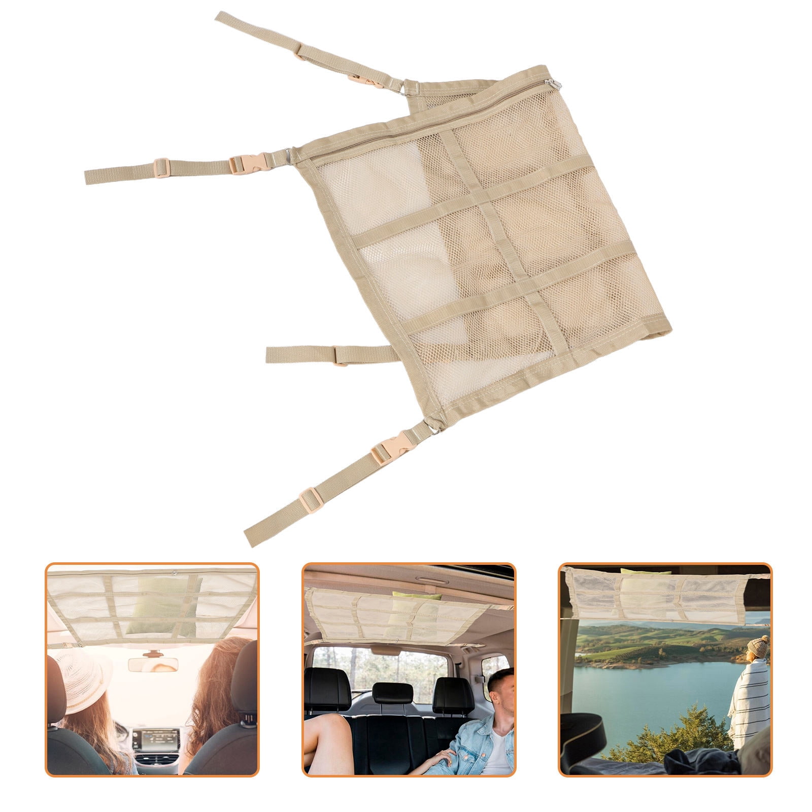 LULULION Car Overhead Storage With Car Ceiling Cargo Net Organizer ...