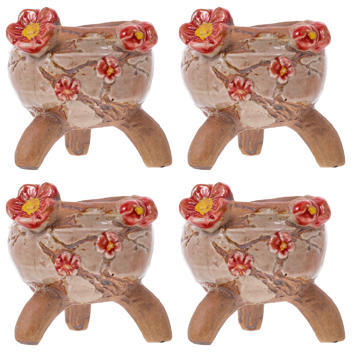 LULULION Ceramic Succulent Pot,4Pcs Ceramic Succulent Plant Pot ...