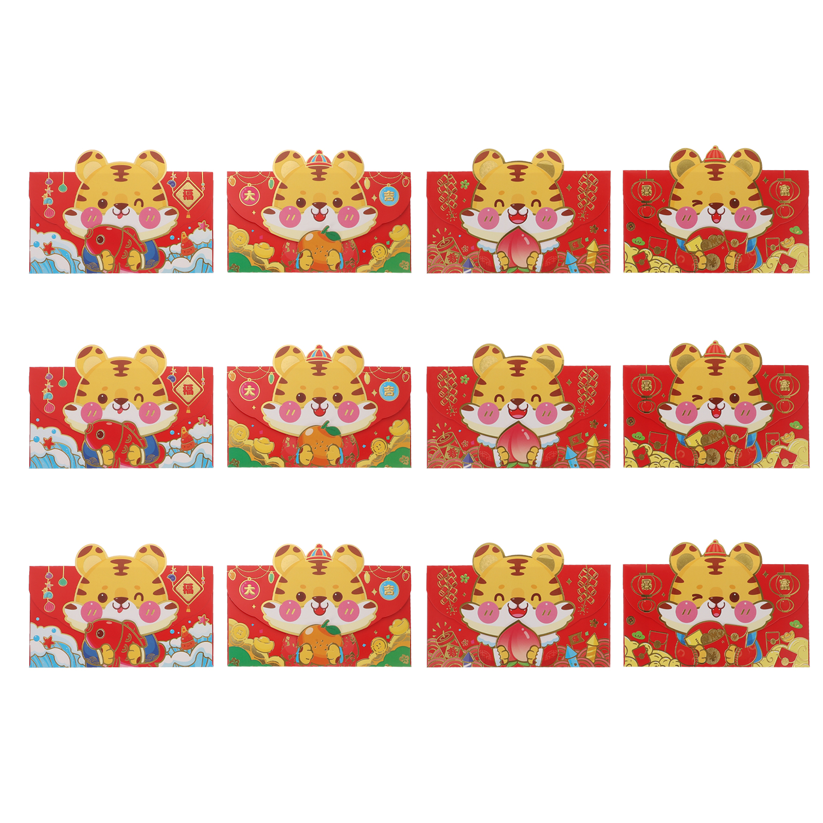 LULULION Creative Red Envelope,12Pcs Creative Red Pockets Paper Red ...