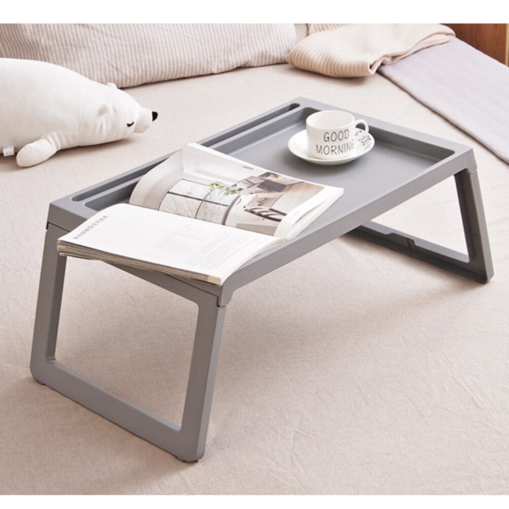 LULULION Grey Folding Laptop Holder Desk with Tray Lips for Bed and ...