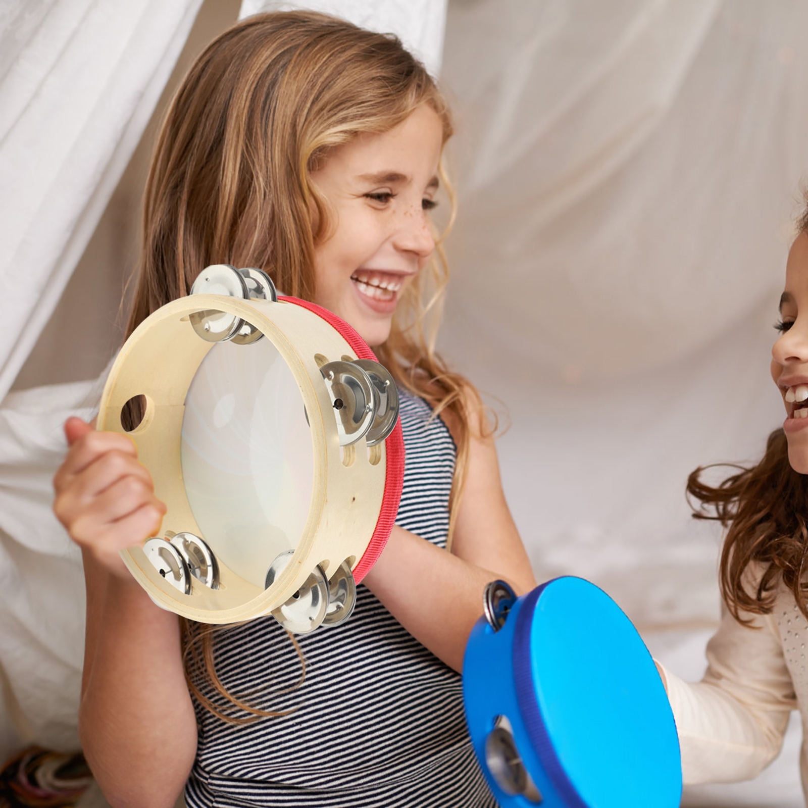 LULULION Double Row Tambourine Wedding Percussion Handbell Drum Set for ...