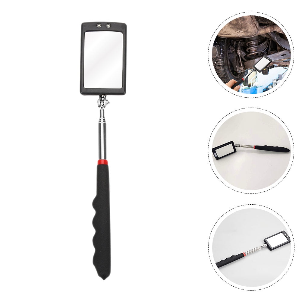 LULULION Inspection Mirror Extendable Telescoping Lighted Mirror Black ...