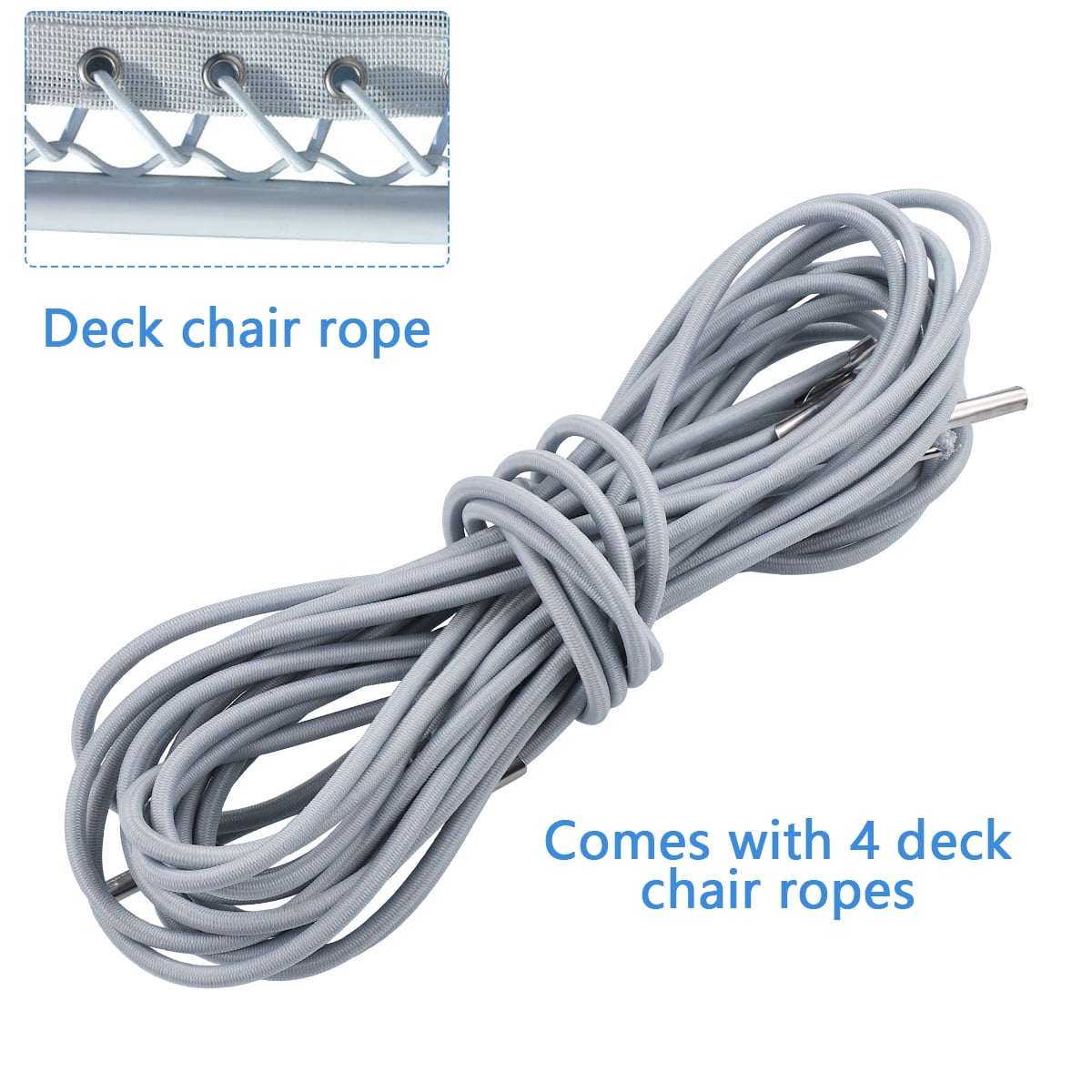 LULULION Lawn Chair Repair Kit Elastic Rope Grey Sturdy Garden Use ...