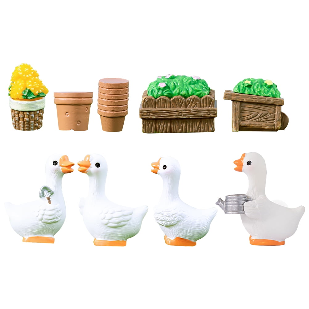 LULULION Miniatures,1 Set of Lovely Goose Figurine Adorable Goose ...