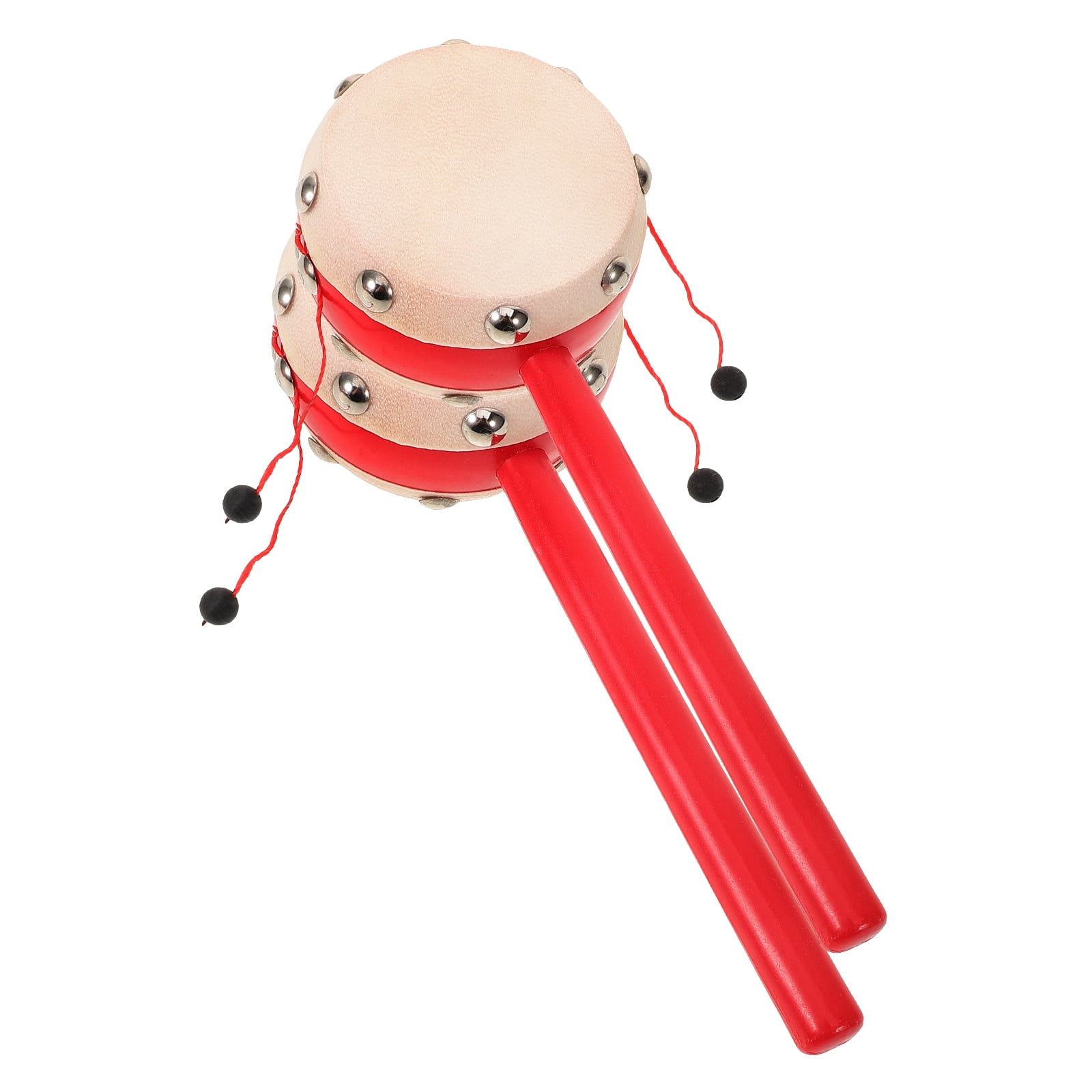 LULULION Red Rattle Drum Musical Instrument Toy for Kids, Made of Wood ...