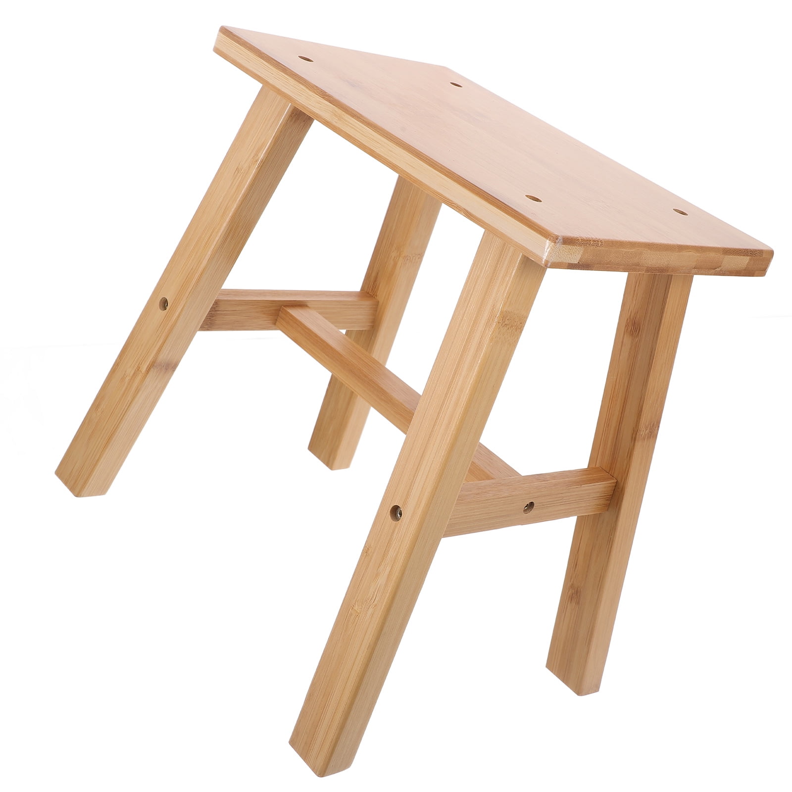 LULULION Small Shower Stool Bamboo Display Piece Light Brown For Adults ...