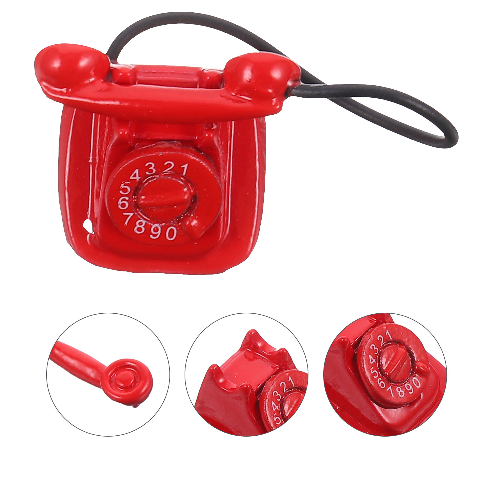 LULULION Vintage Miniature Phone Model Metal Red Props Dining Room 1Set ...