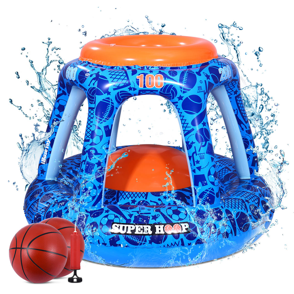 LULULION 2Pcs Inflatable Basketball Hoop Pool Basketball Game Set with ...