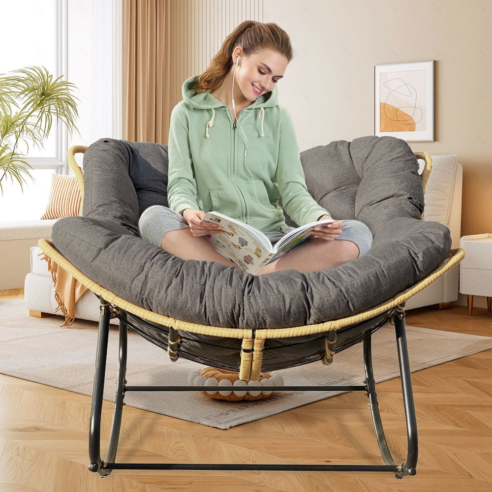 LUMAMIN Rocking Chair Nursery, Indoor/Outdoor Oversized Round Glider ...