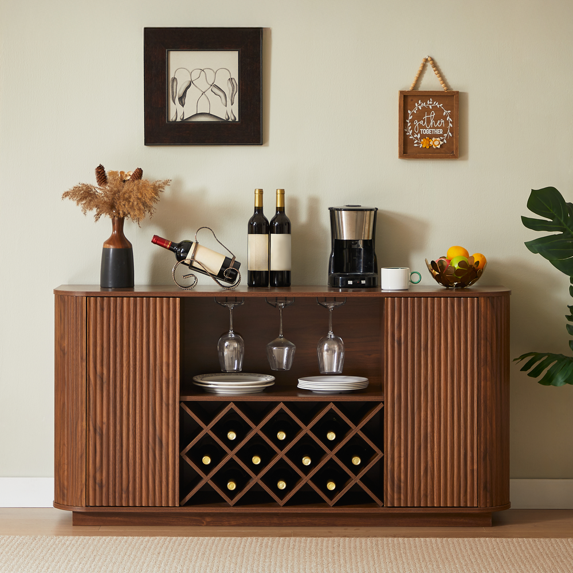 LUMAMIN Sideboard Buffet Cabinet, 58" Modern Wavy Curve Buffet Storage ...