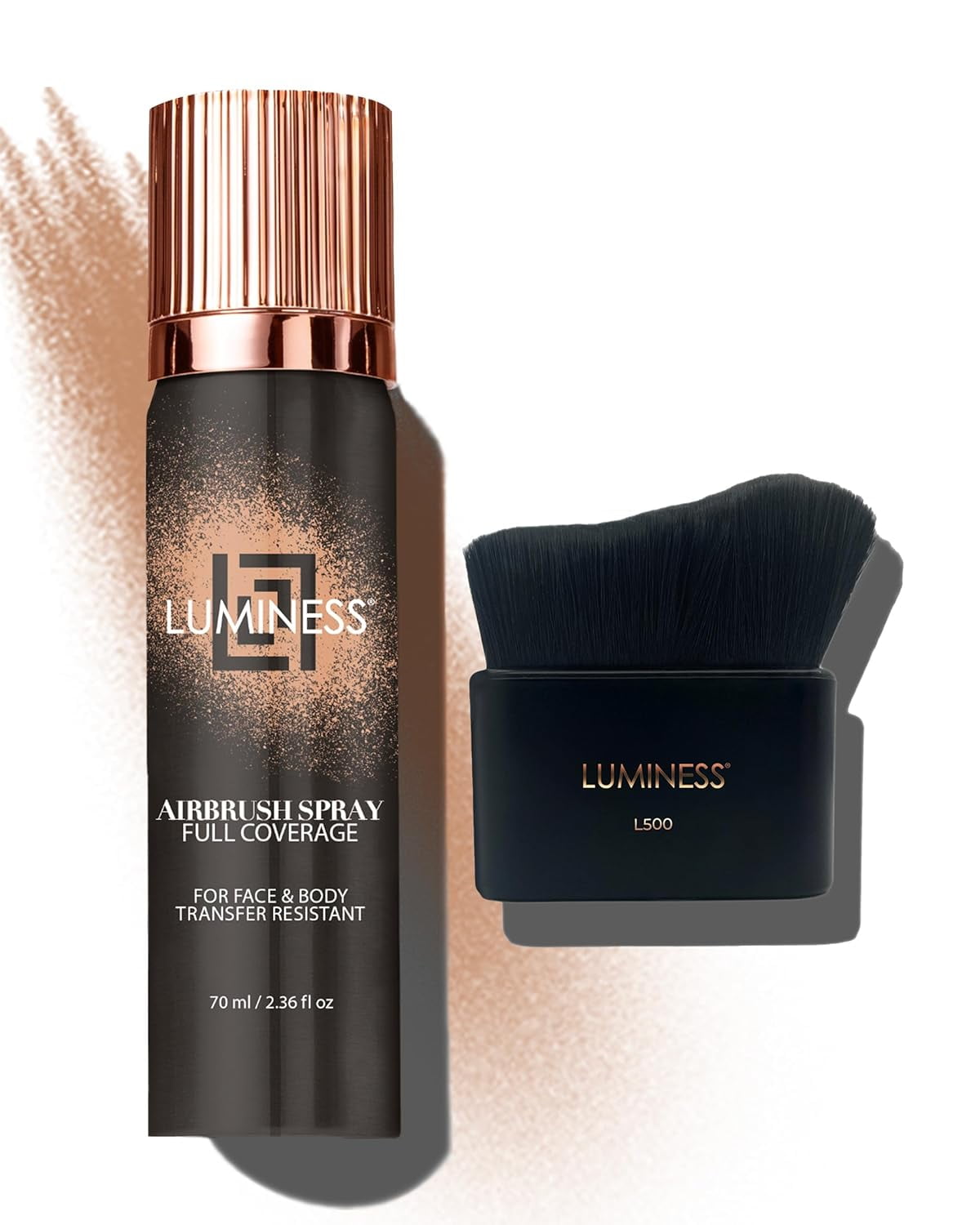LUMINESS Spray Airbrush Foundation Makeup with Buffing Brush, Light Tan ...