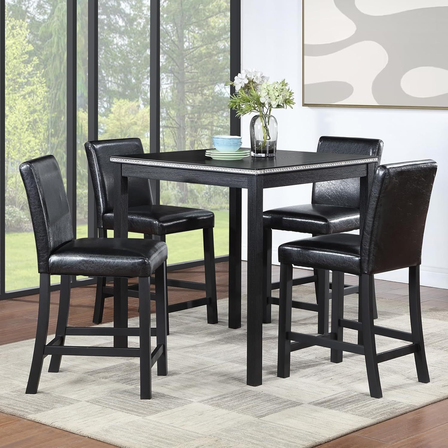 LUMIOSL Dining Table Set for 4, Farmhouse Counter Height Kitchen Table ...