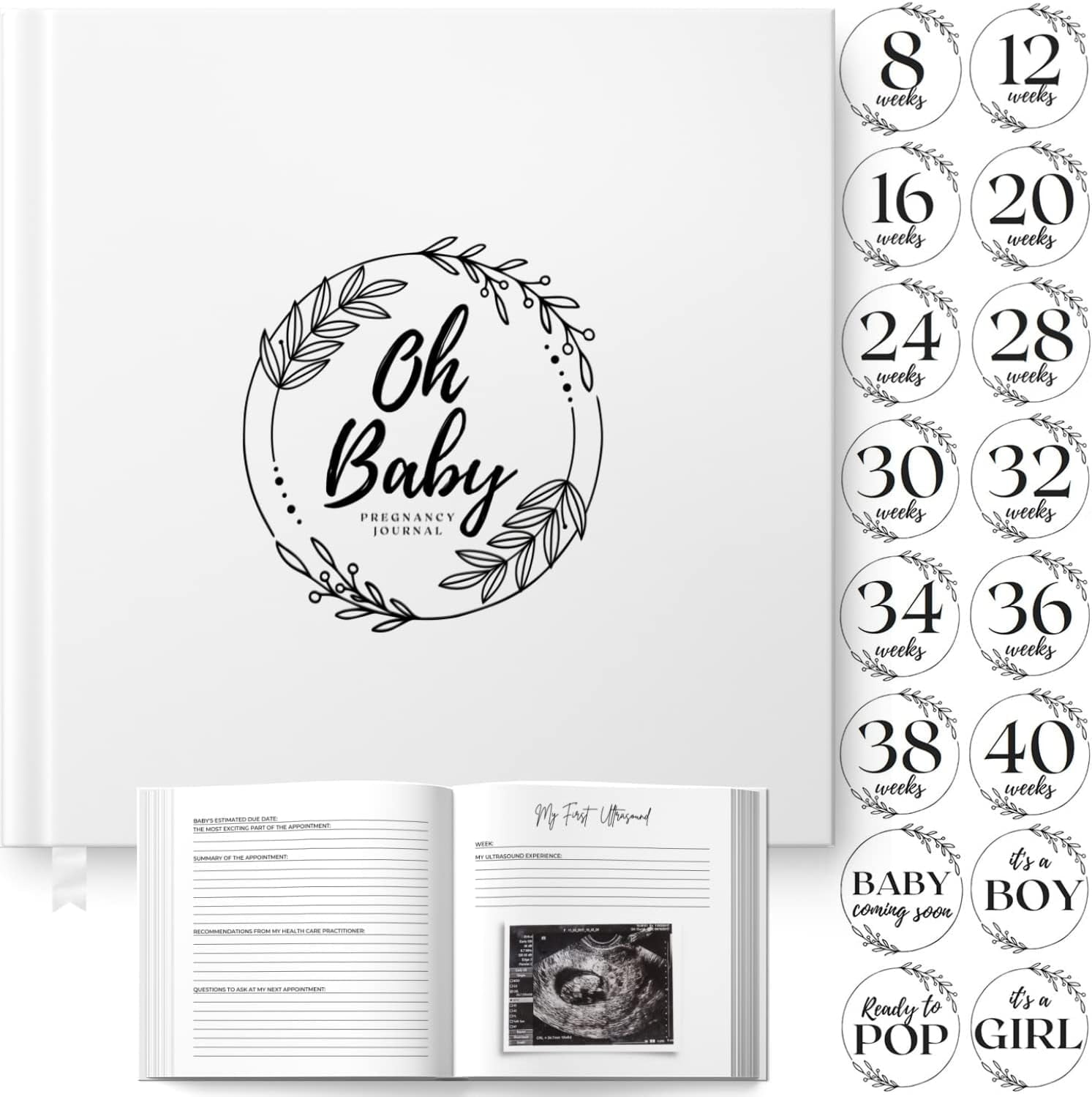 LUMOSX Pregnancy Journal Memory Book - w/Baby Bump Stickers in the ...