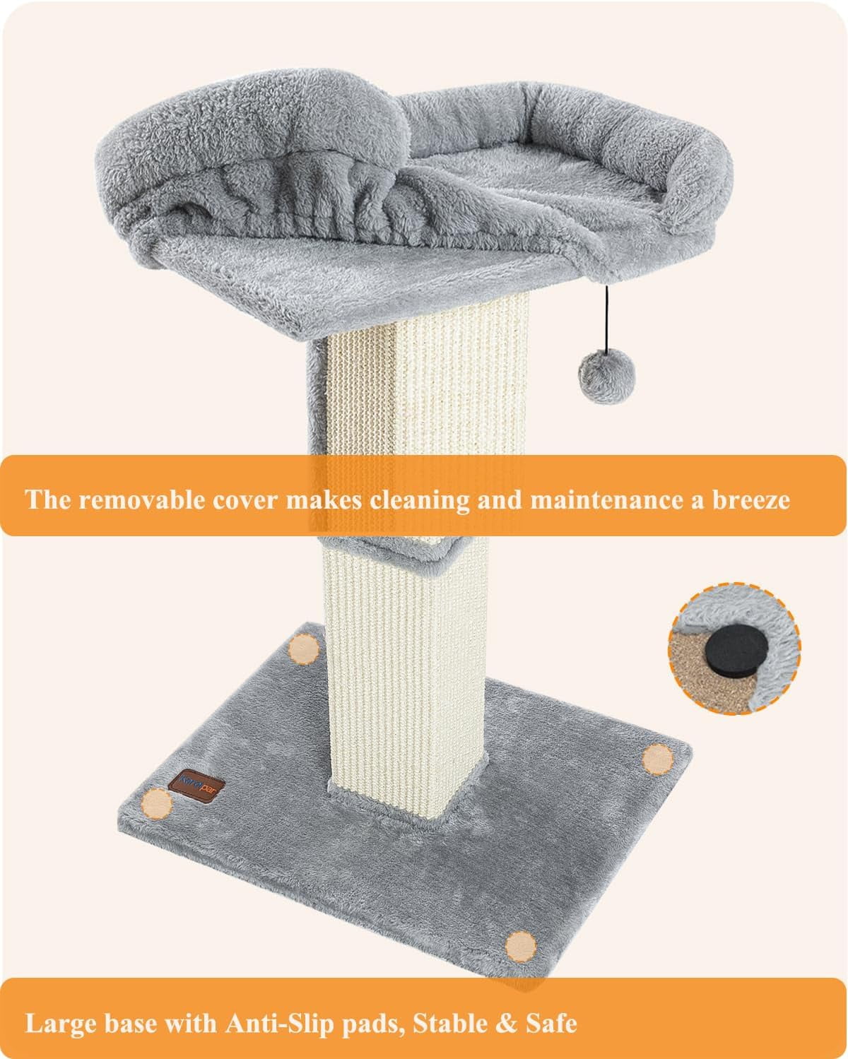 LUN 32" Cat Scratching Post for Indoor Cats, Sisal Cat Scratcher with ...