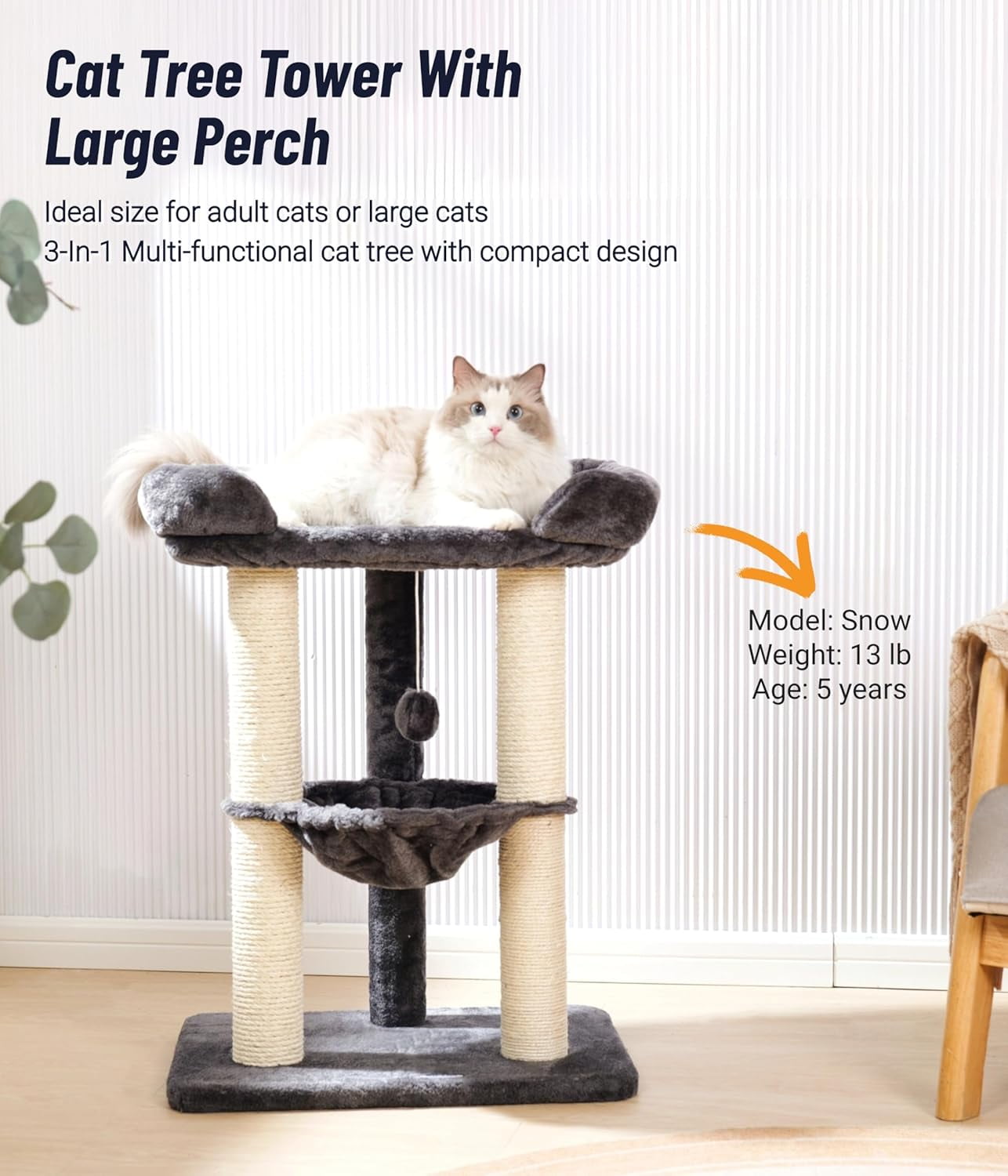 LUN Pets 28" Cat Tree Tower for Indoor Cats, Tall Cat Scratching Post ...