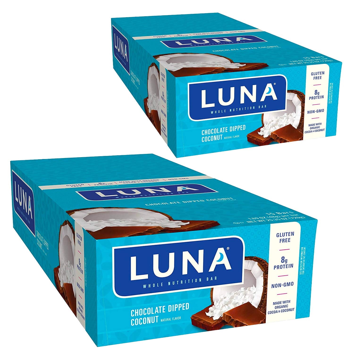 LUNA BAR - Gluten Free Snack Bars - Chocolate Dipped Coconut Flavor -8g of protein - Non-GMO ...
