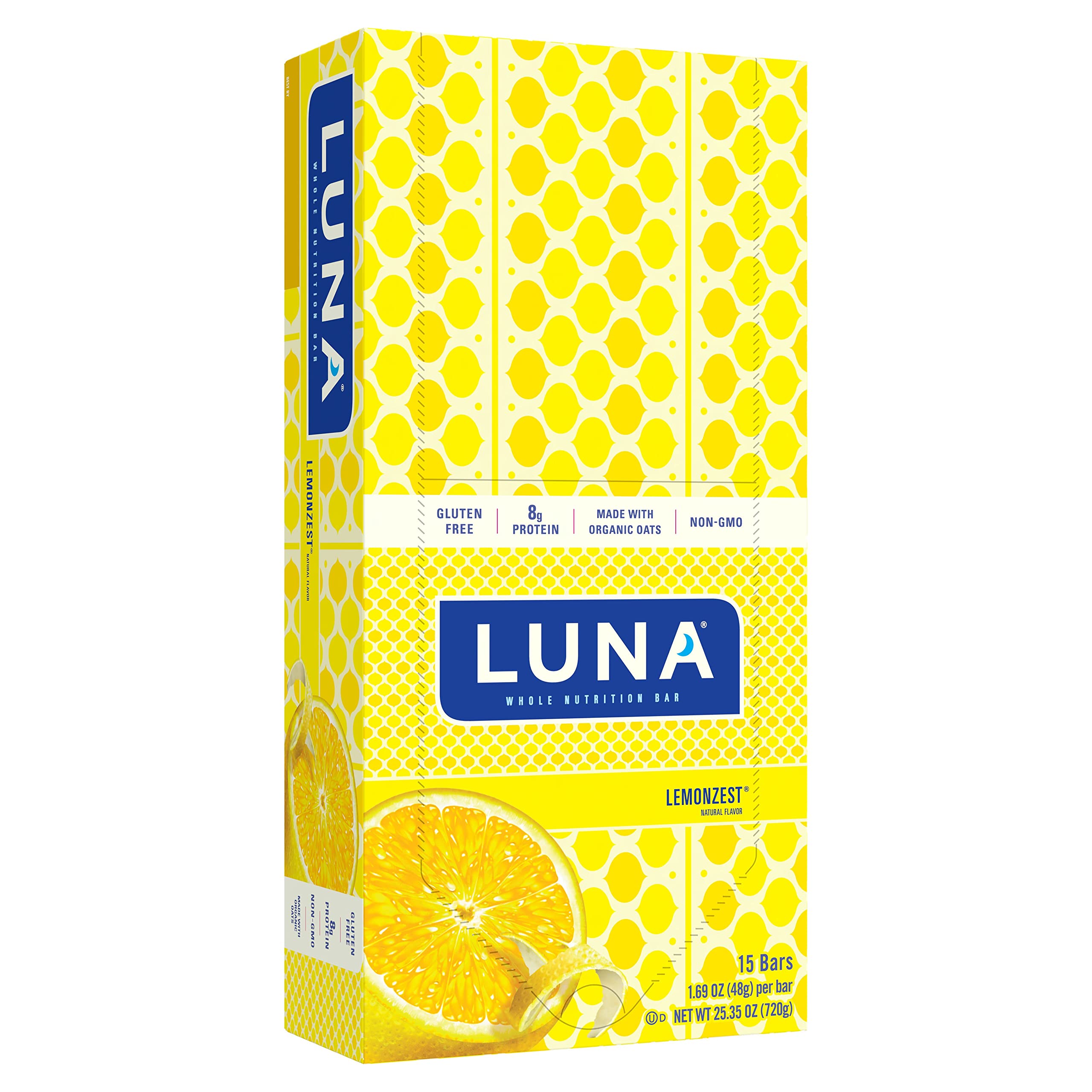 LUNA BAR - Gluten Free Snack Bars - Lemon Zest -8g of protein - Non-GMO - Plant-Based Wholesome ...