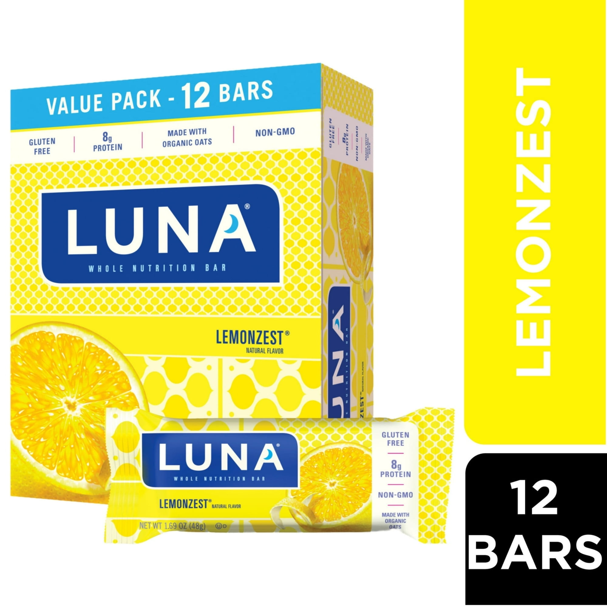 LUNA LemonZest Flavor Gluten Free Snack Bars, Protein Bars, Value Pack ...