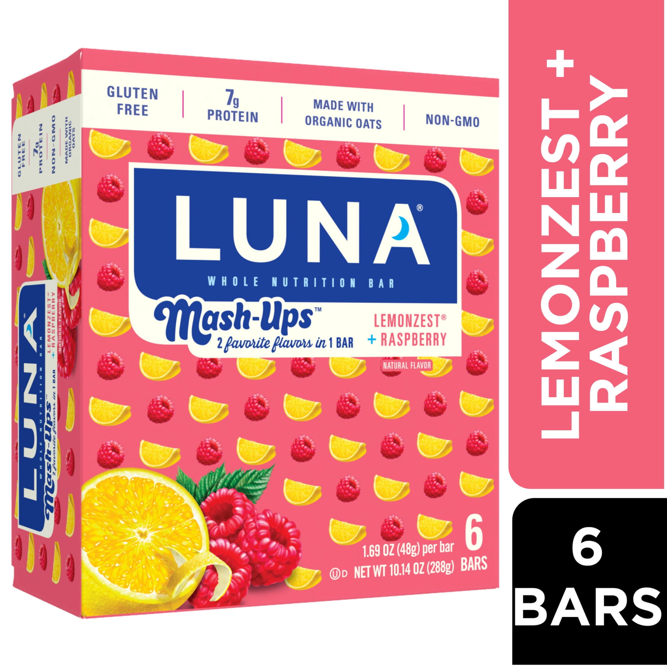 LUNA Mash-Ups, LemonZest + Raspberry, Gluten-Free, Non-GMO, 7-9g ...