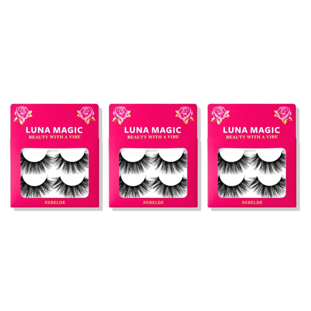 LUNA MAGIC Rebelde Faux Mink Wispy Lashes, Reusable, 3 Pack C60 ...