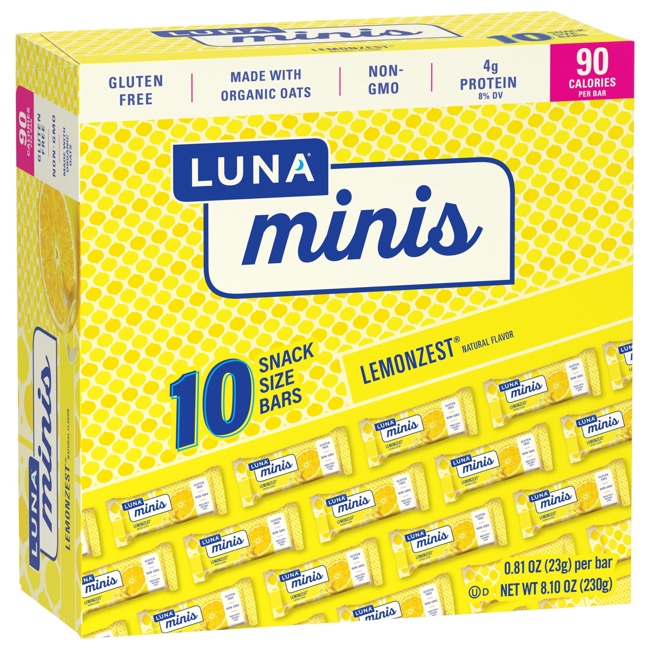 LUNA Minis - LemonZest, Gluten-Free, Non-GMO, 90 Cal, 3-4g Protein - 0. ...