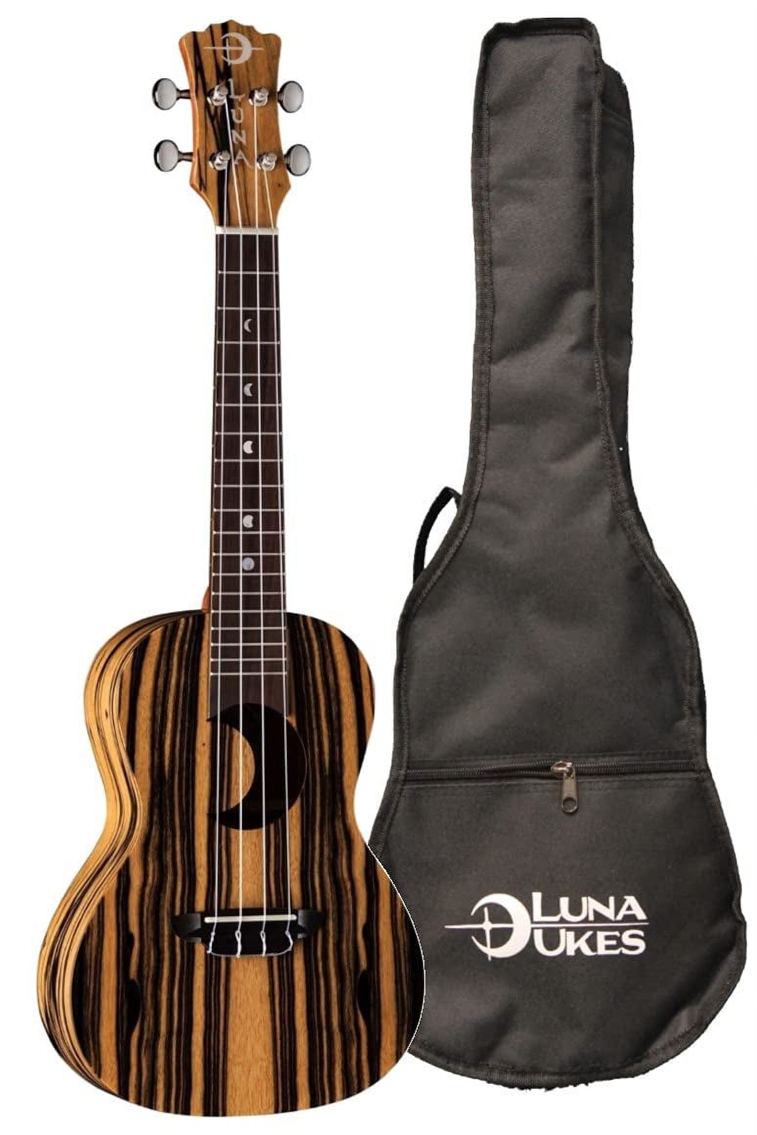LUNA UKE EX BWE Uke Crescent Blk/Wht Ebony Concert w/Bag Ukelele Guitar ...