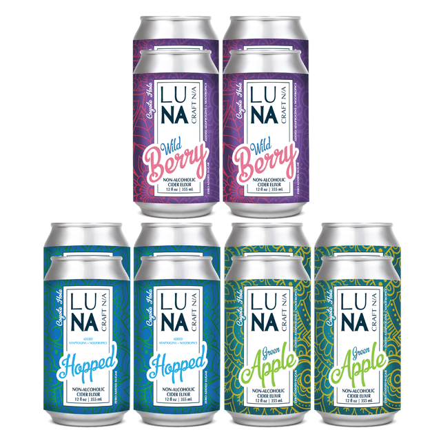 LUNA Varitey Pack Non-Alcoholic Cider Elixir Infused with Nootropics ...