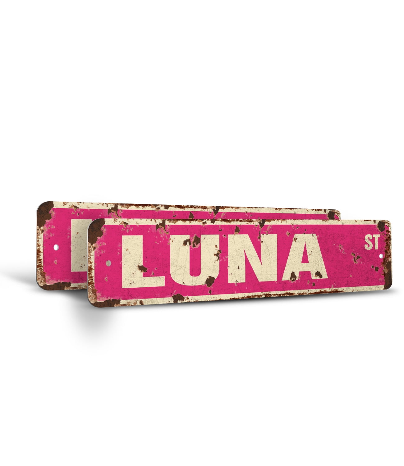 LUNA Vintage Style Rustic Street Sign – (2 Pack) Childrens Name Room ...