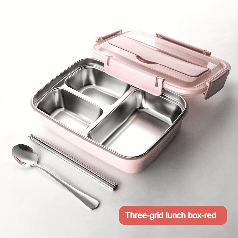 LUNCH BOX Leak-Proof Stainless Steel Lunch Box With 3/4 Compartments ...