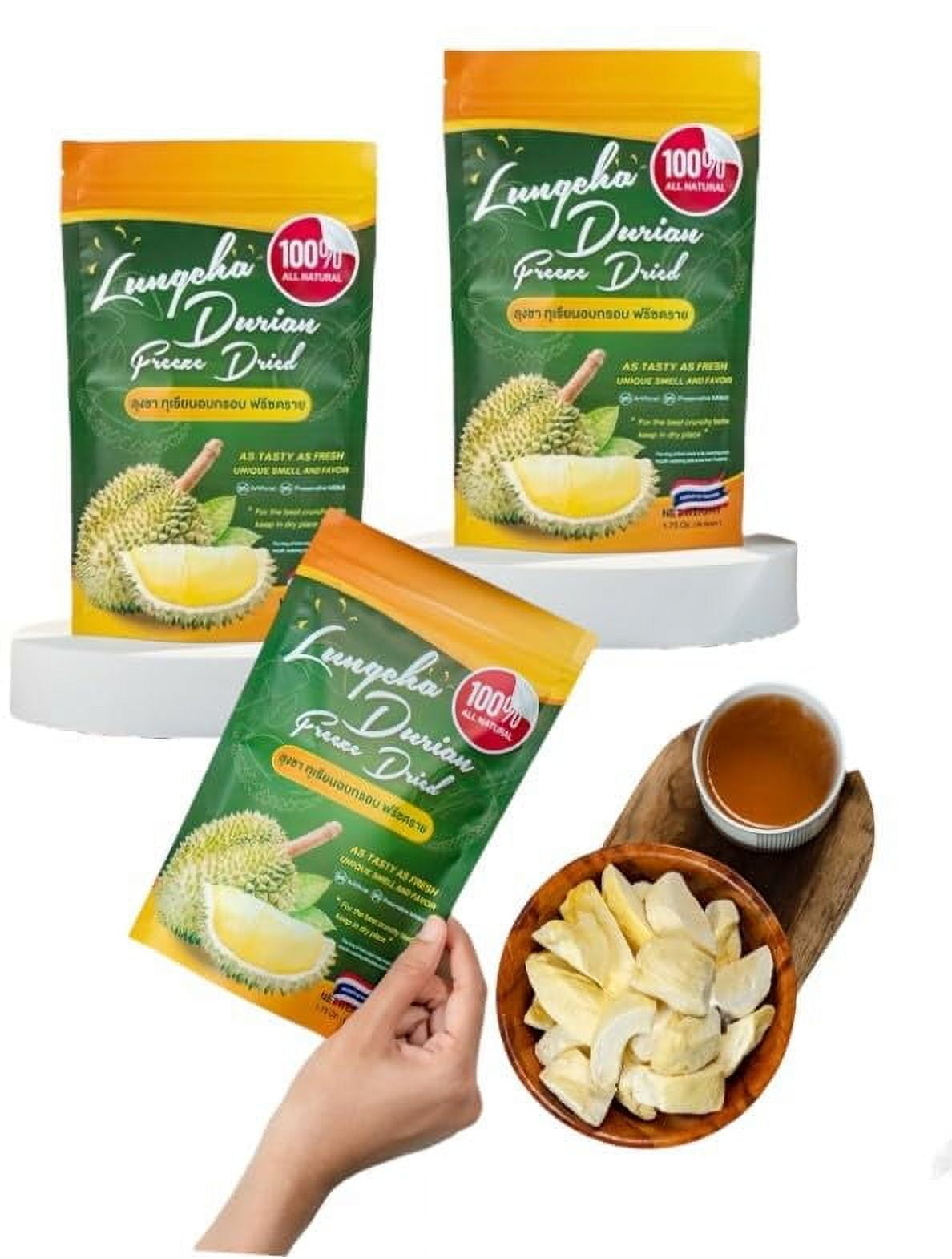 LUNGCHA Freeze Dried Durian TGF4 Pure Premium King of Thai fruit, Real ...