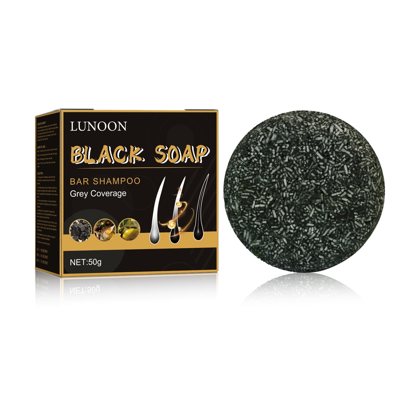 LUNOON 2PCS Grey Gone Soap, Grey Gone Shampoo, Gray Hair Coverage Soap ...