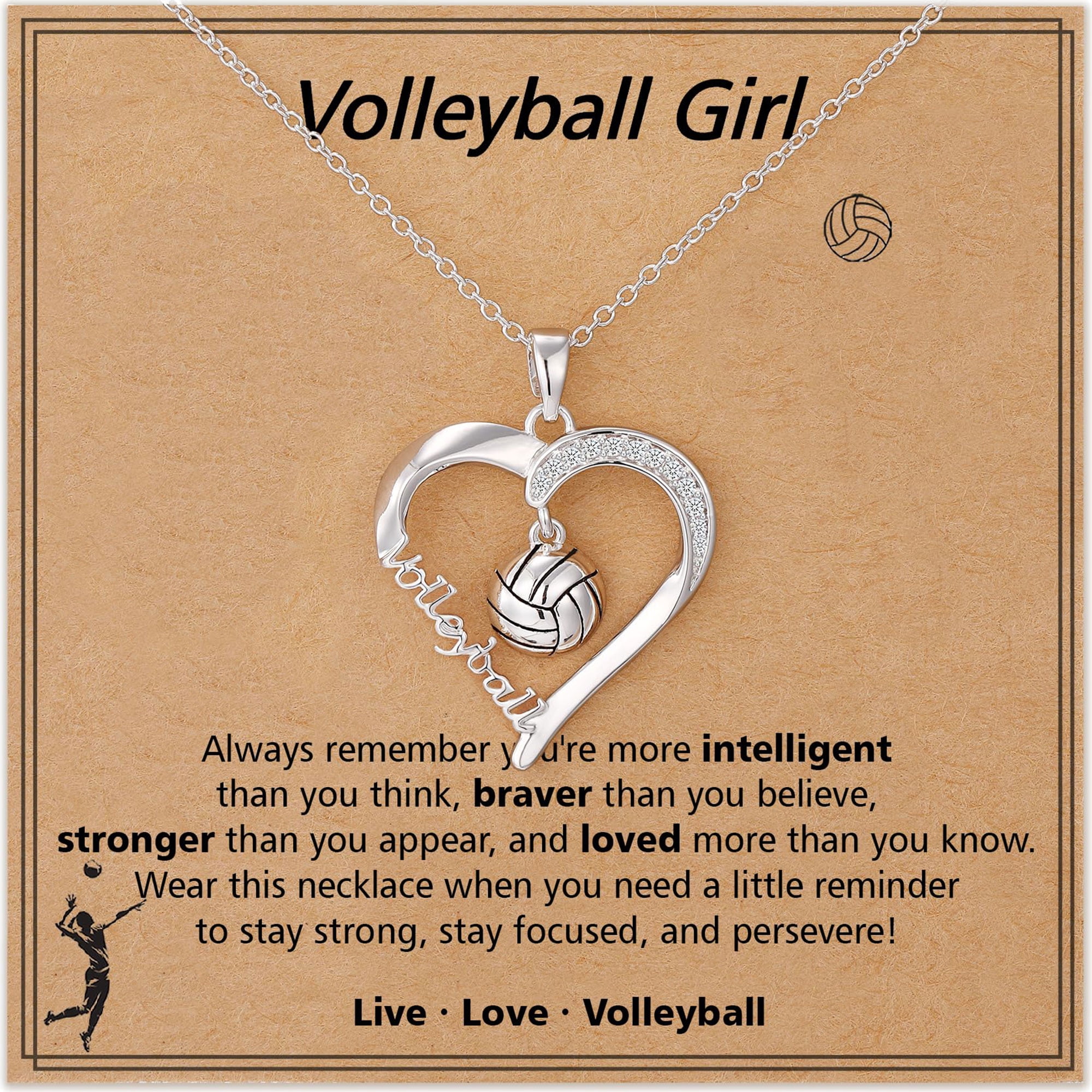 LUNVKY 18K White Gold Plated Volleyball Themed Love Heart Necklaces for ...