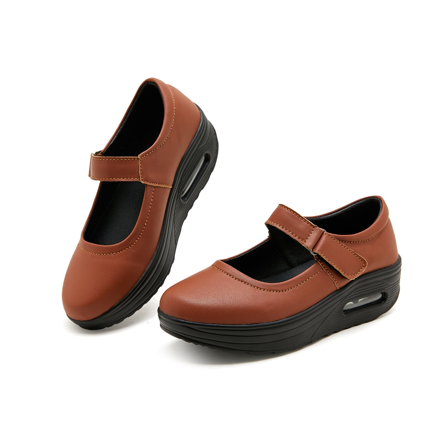 LUOBANIU Women Mary Jane Shoes Buckle Air-Cushion Casual Round Toe ...
