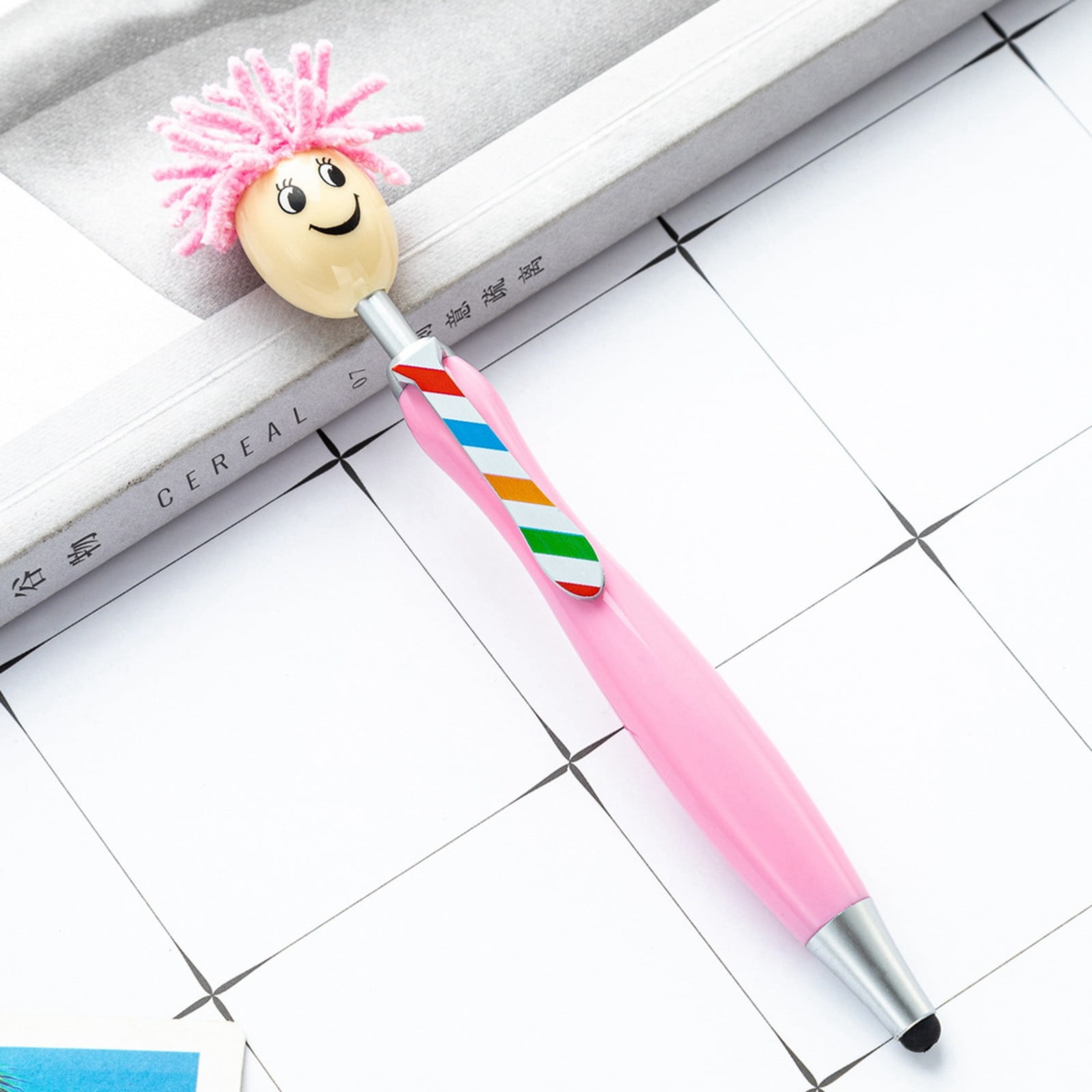 LUODU 1ml Cute Plush Doll Head Ballpoint Pen with Printable Logo Three ...