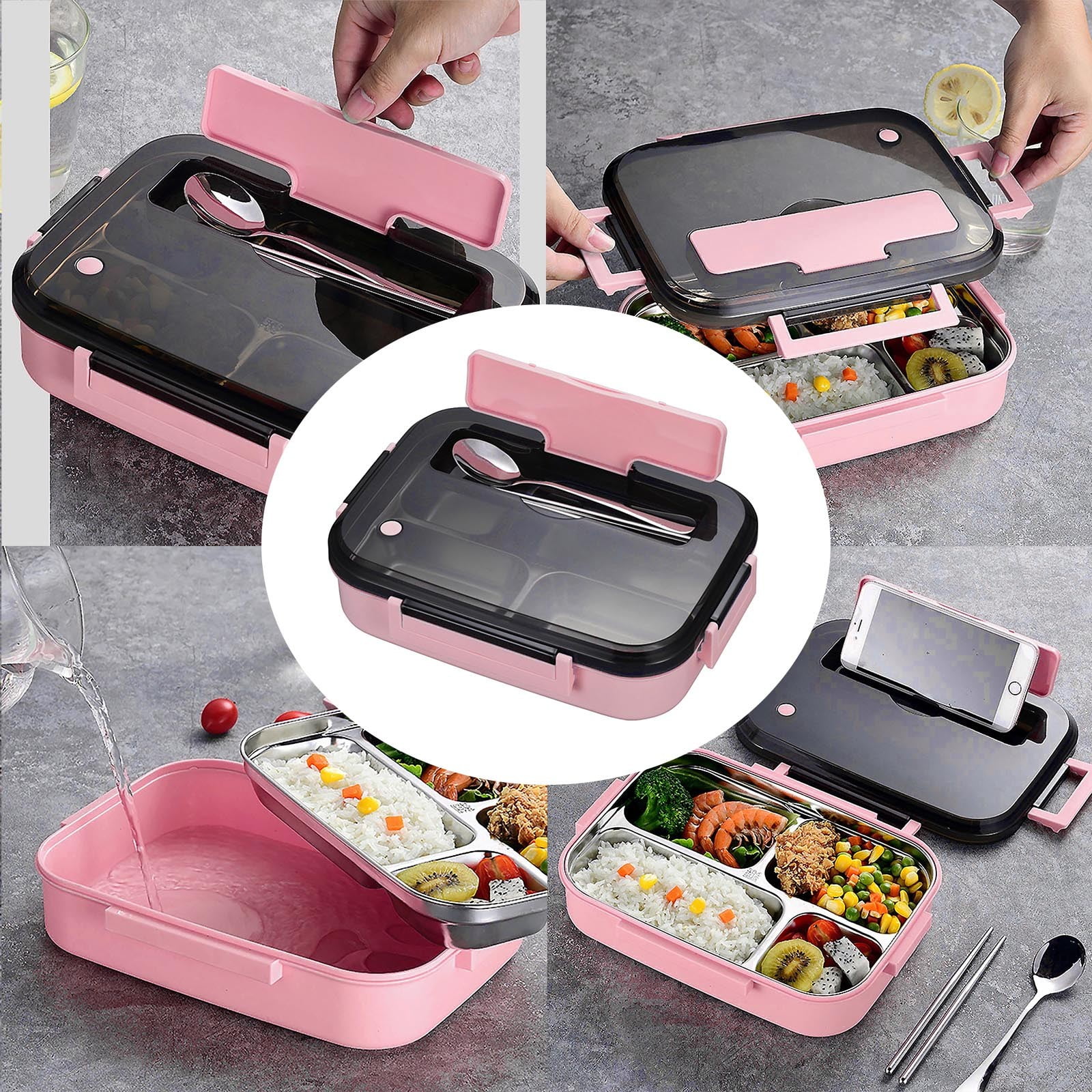 LUODU Bento Box Lunch Container Bento Box Comes with Spoon Chopsticks ...