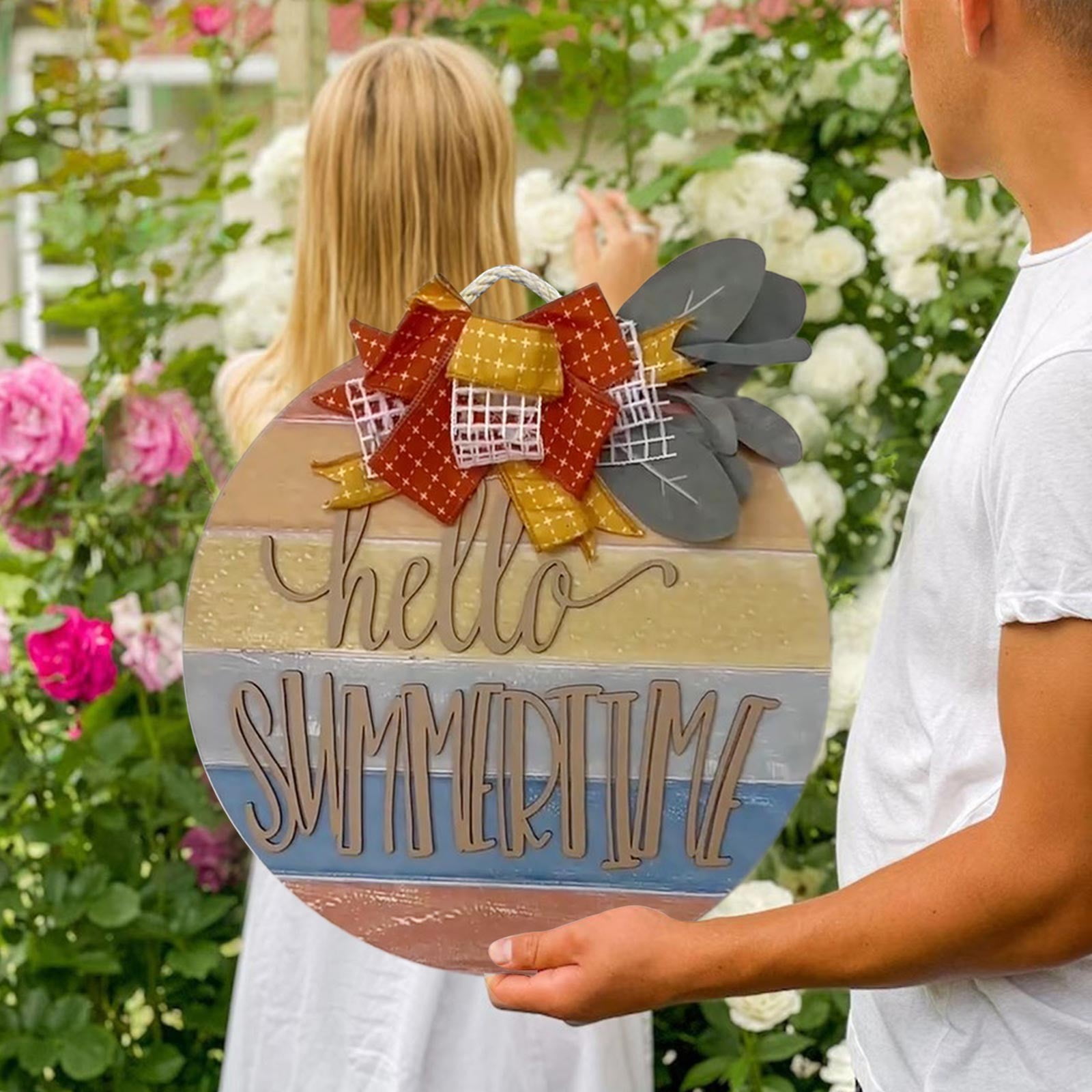 LUODU Hanging Doors Laundry Sign Vertical Long Porch Signs Welcome to ...