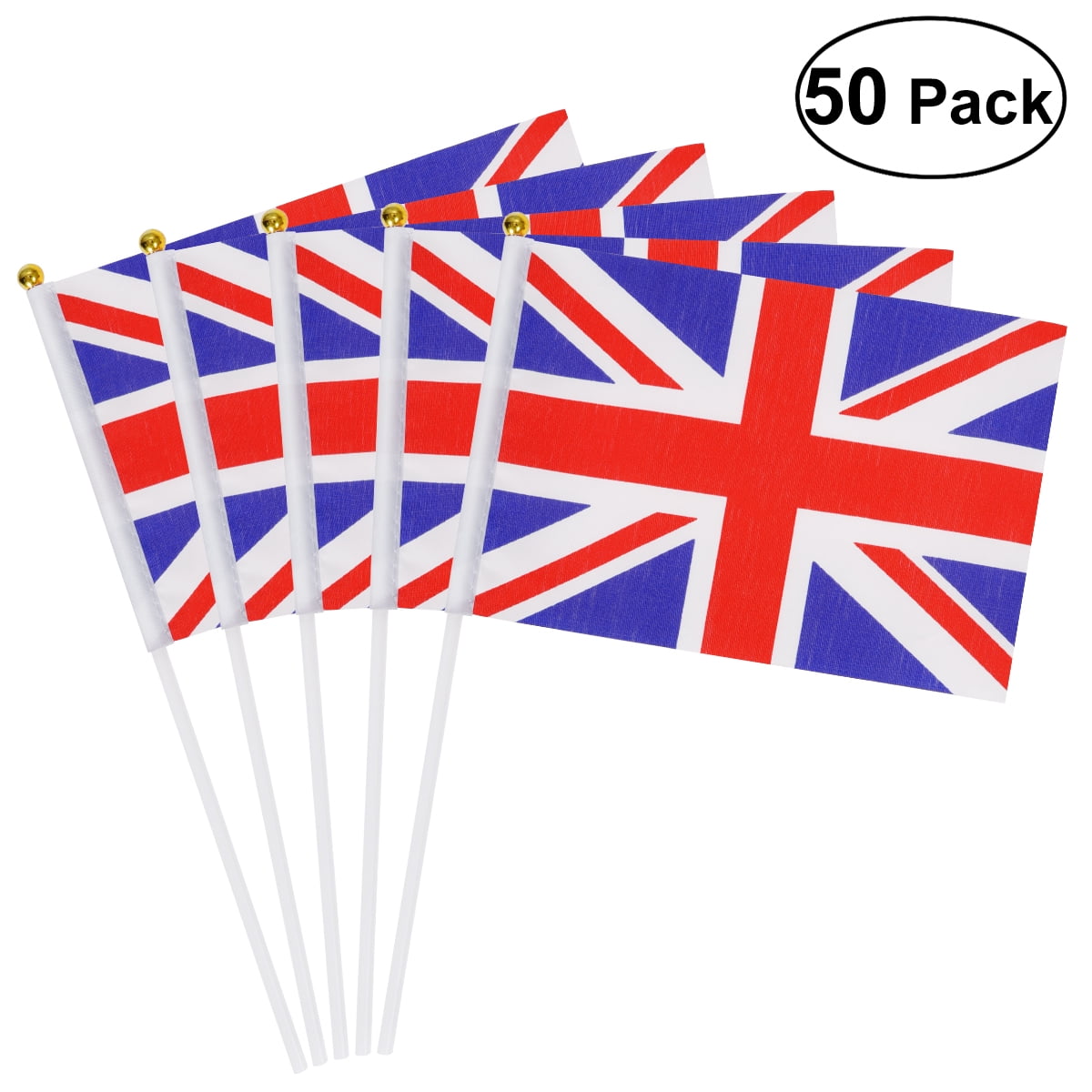 LUOEM 50pcs Union Jack Hand Waving Flag Royal UK GB Great Britain Flags ...