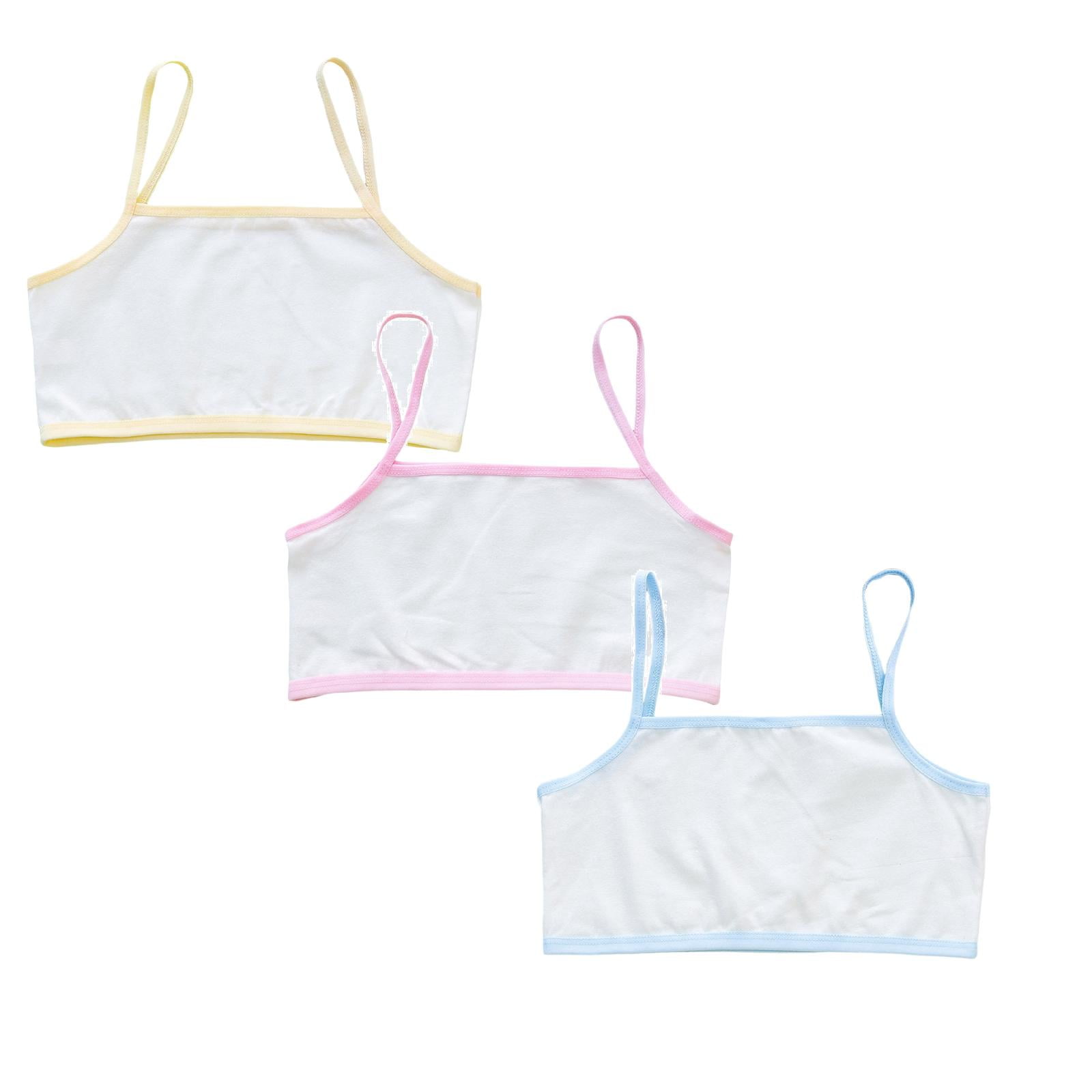 LUOGENLI 3 PCS Crop Top Bra Girls Seamless Sports Bra Training White ...