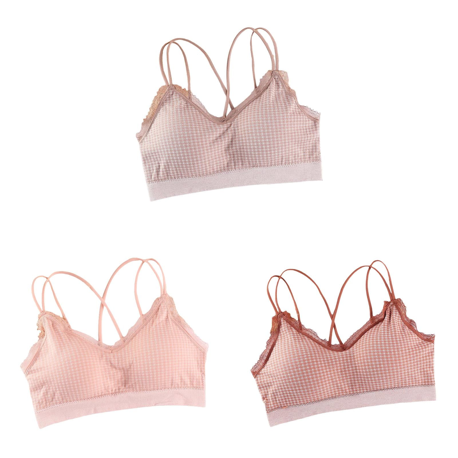 LUOGENLI 3 PCS Teen Girls' Bra with Removable Cookies Spaghetti Strap ...