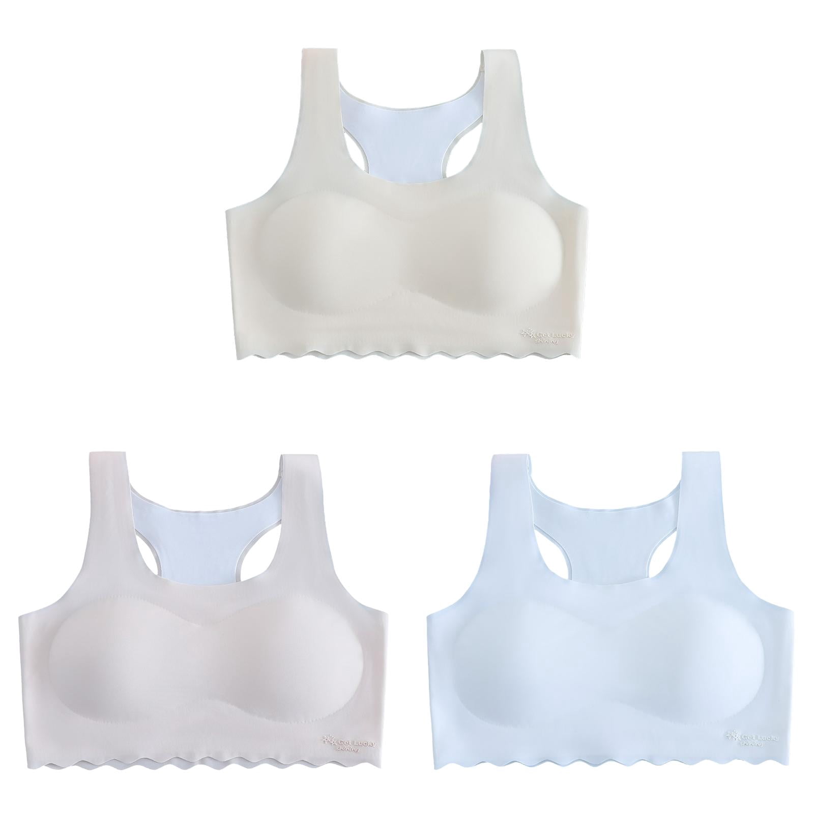 LUOGENLI 3 Pack Girl Bralette Padded Kids Girls Underwear Cotton Bra ...