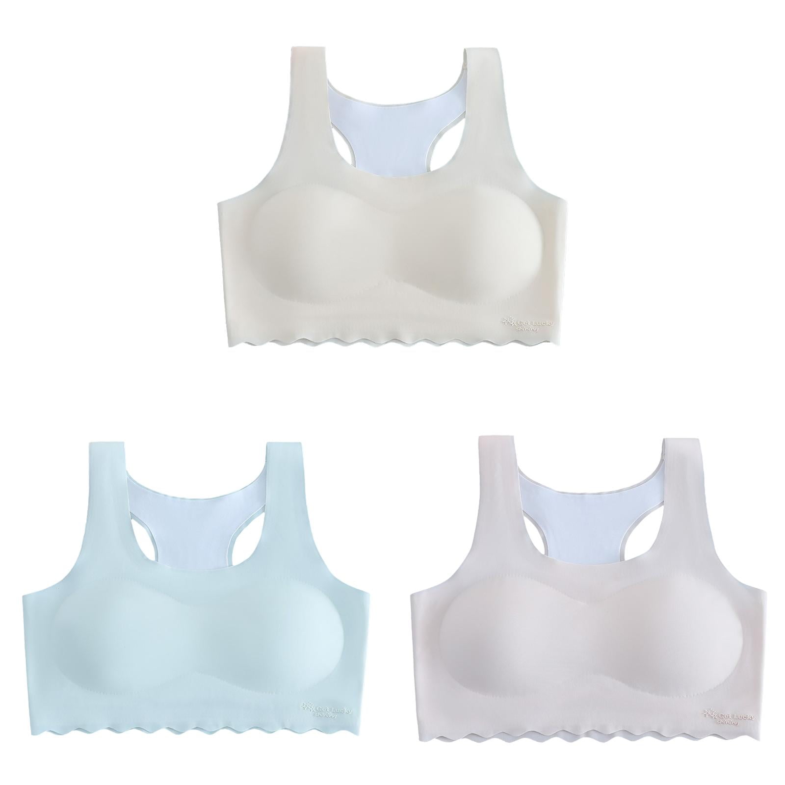 LUOGENLI 3 Pack Girl Bras Push Up Plus Size Kids Girls Underwear Cotton ...