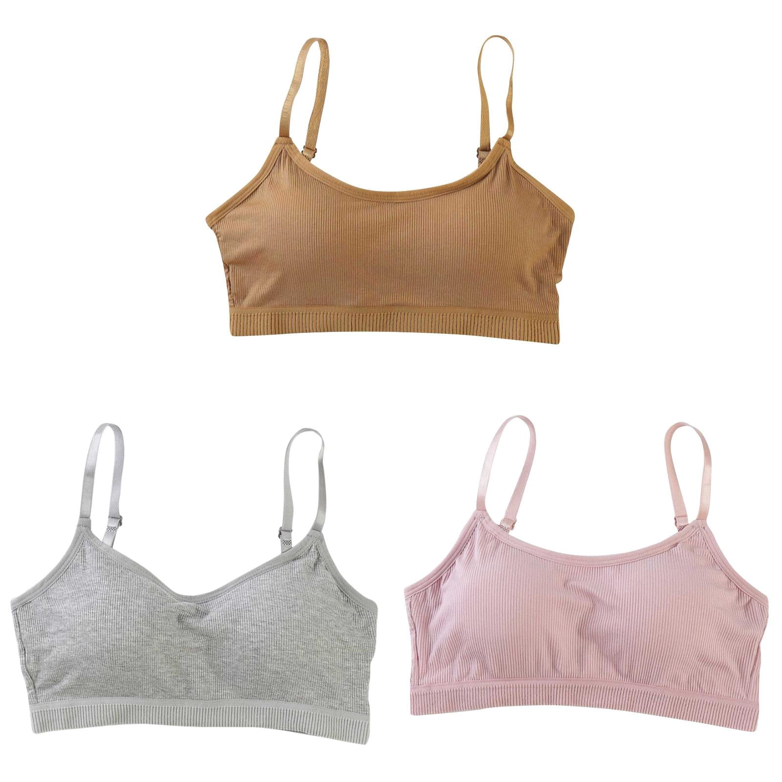 LUOGENLI 3 Pack Girl Bras Push Up Padded Kids Girls Underwear Bra Vest ...