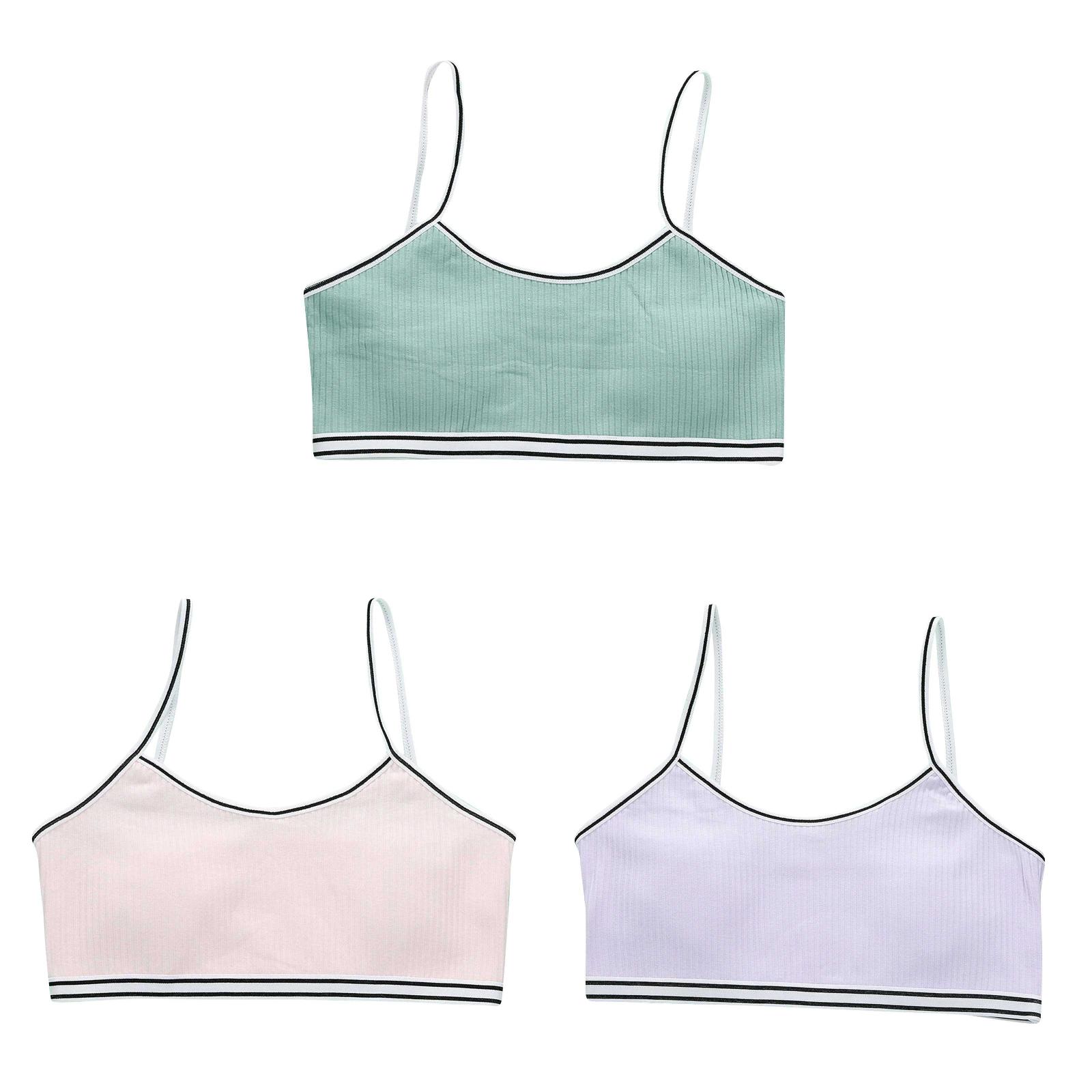 LUOGENLI 3 Pack Girl Bras Wireless Small Kids Girls Underwear Bra Vest ...